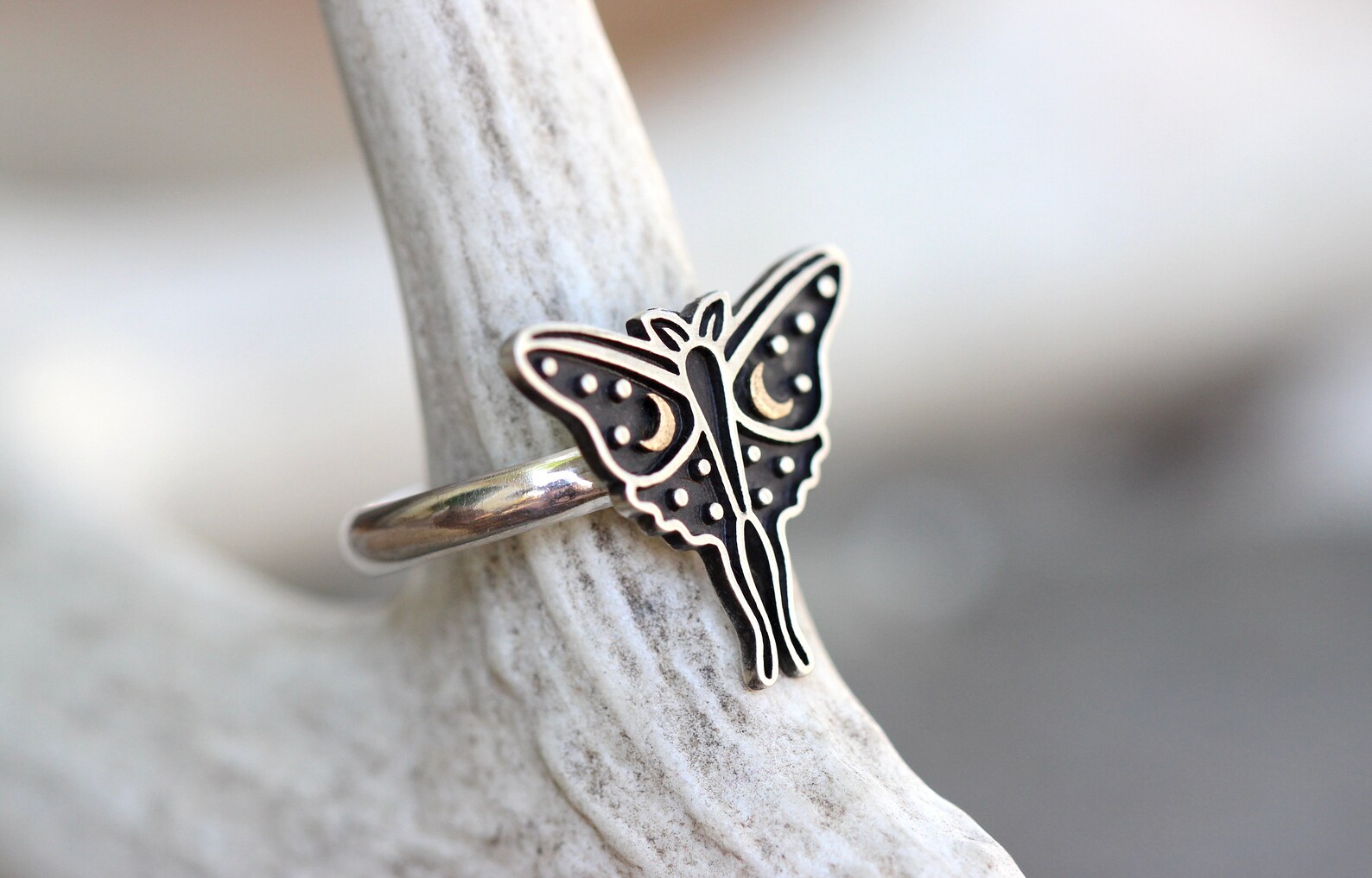 Silver Luna Moth Ring Luna Moth Jewelry Sterling Silver Moth | Etsy