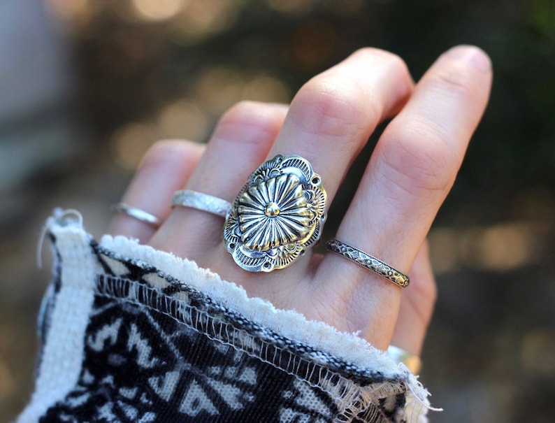 Silver Concho Ring Sterling Silver Shield Ring Southwestern - Etsy