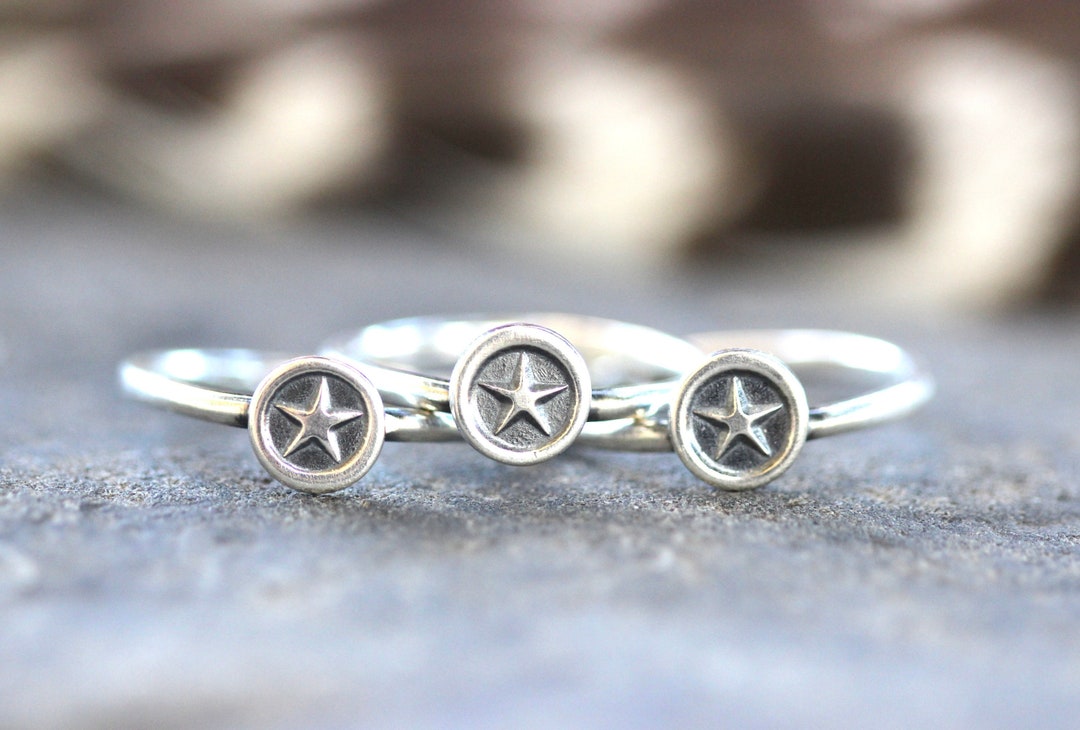 Star Ring Sterling Silver Star Ring Silver Stacking Ring Celestial Ring ...