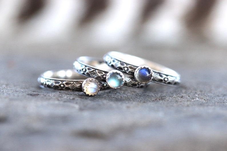 Labradorite Ring Sterling Silver Labradorite Stacking Ring One | Etsy