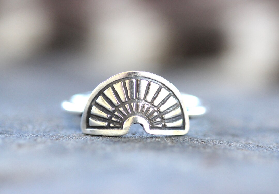 Rainbow Ring Silver Sterling Silver Rainbow Ring Sunrise Ring Geometric ...