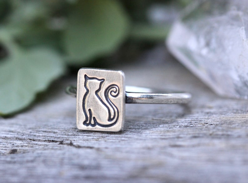 Cat Ring Crazy Cat Lady Ring Silver Cat Ring Silver Stacking | Etsy