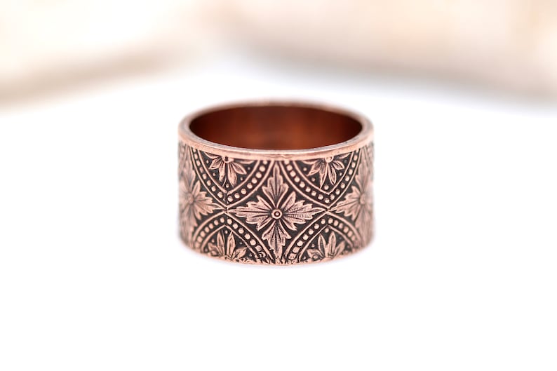 Copper Ring Thumb Ring Thick Ring Copper Flower Ring Art Nouveau Ring ...