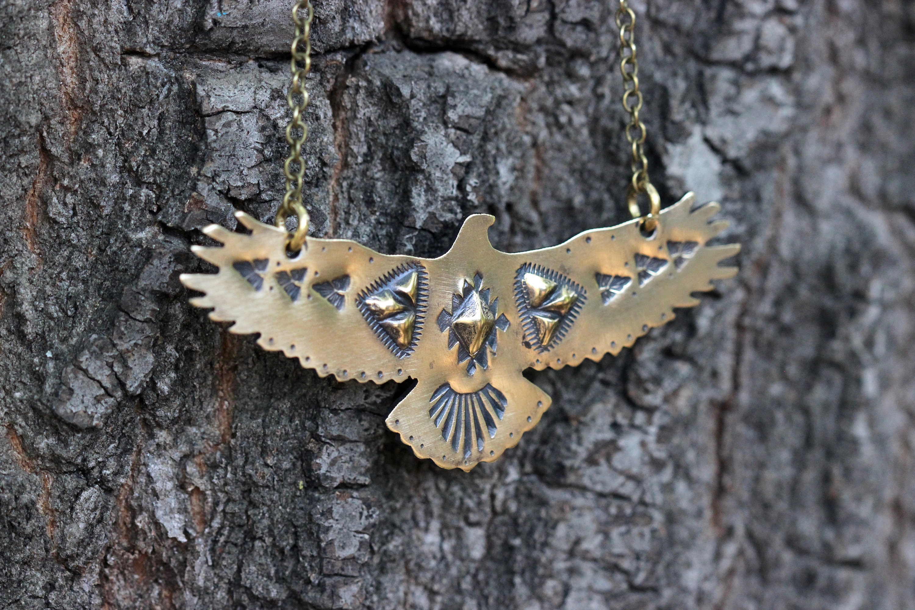 Thunderbird Necklace Hawk Necklace Bird Necklace Gold | Etsy