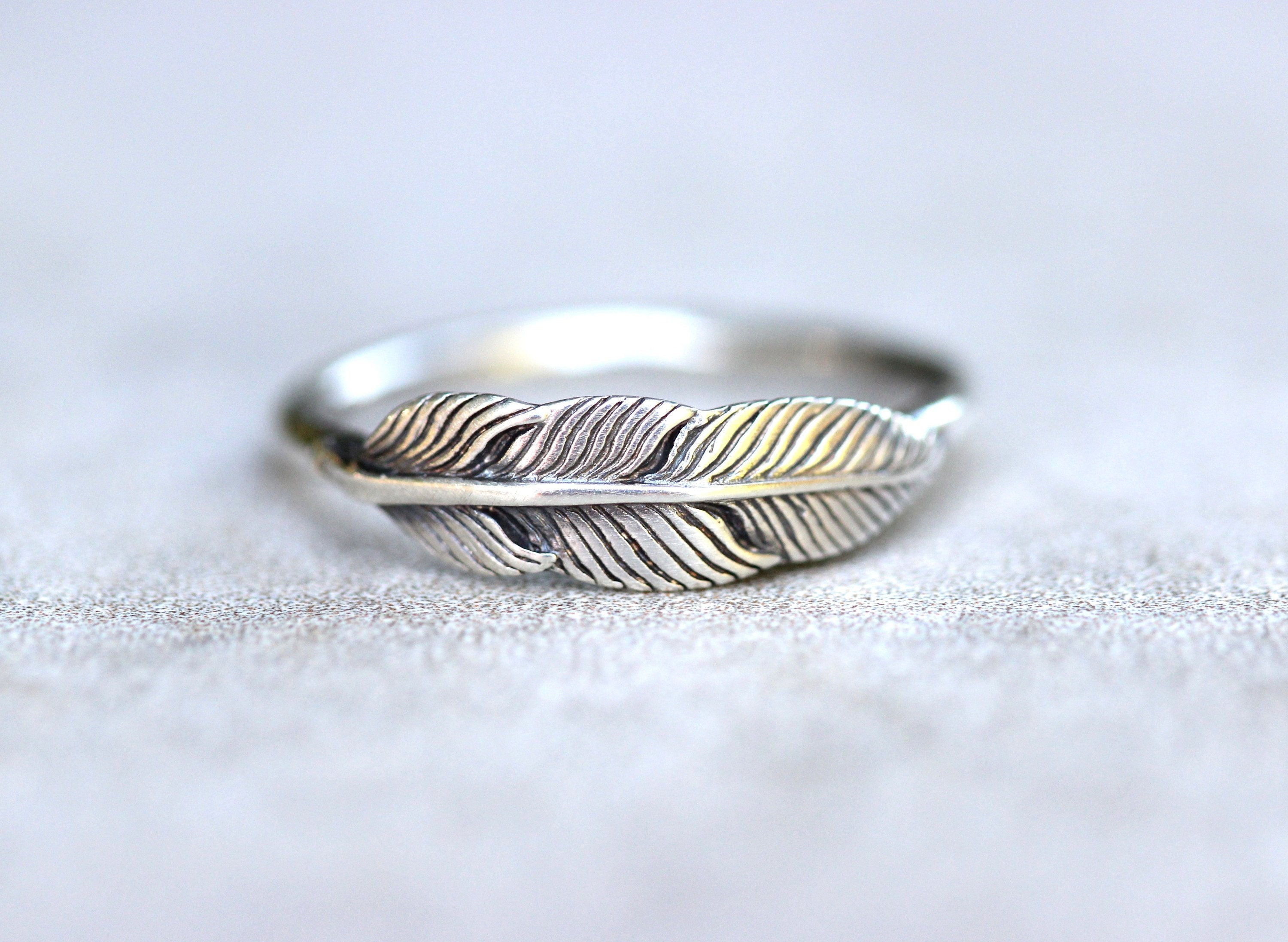 Feather Ring Sterling Silver Feather Ring Feather Rings for | Etsy