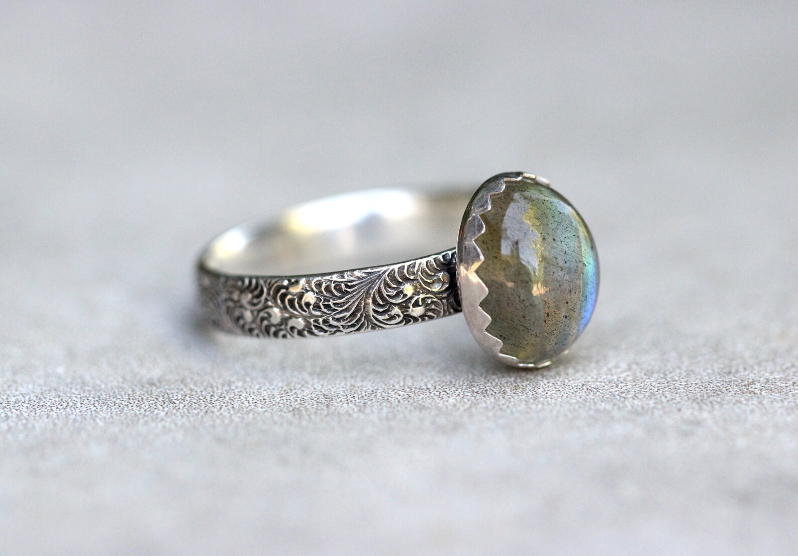 Labradorite Ring Sterling Silver Labradorite Stacking Ring - Etsy