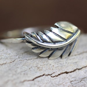 Silver Leaf Ring Sterling Silver Stacking Ring Nature Ring Cottagecore ...