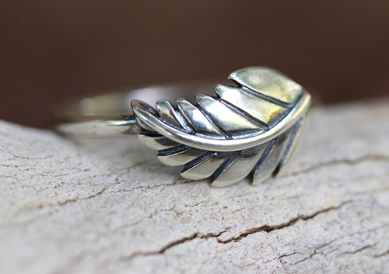 Silver Leaf Ring Sterling Silver Stacking Ring Nature Ring | Etsy