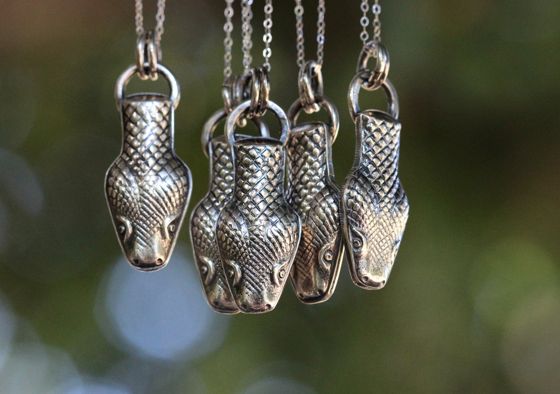 Silver Snake Necklace Serpent Jewelry Sterling Silver Snake | Etsy