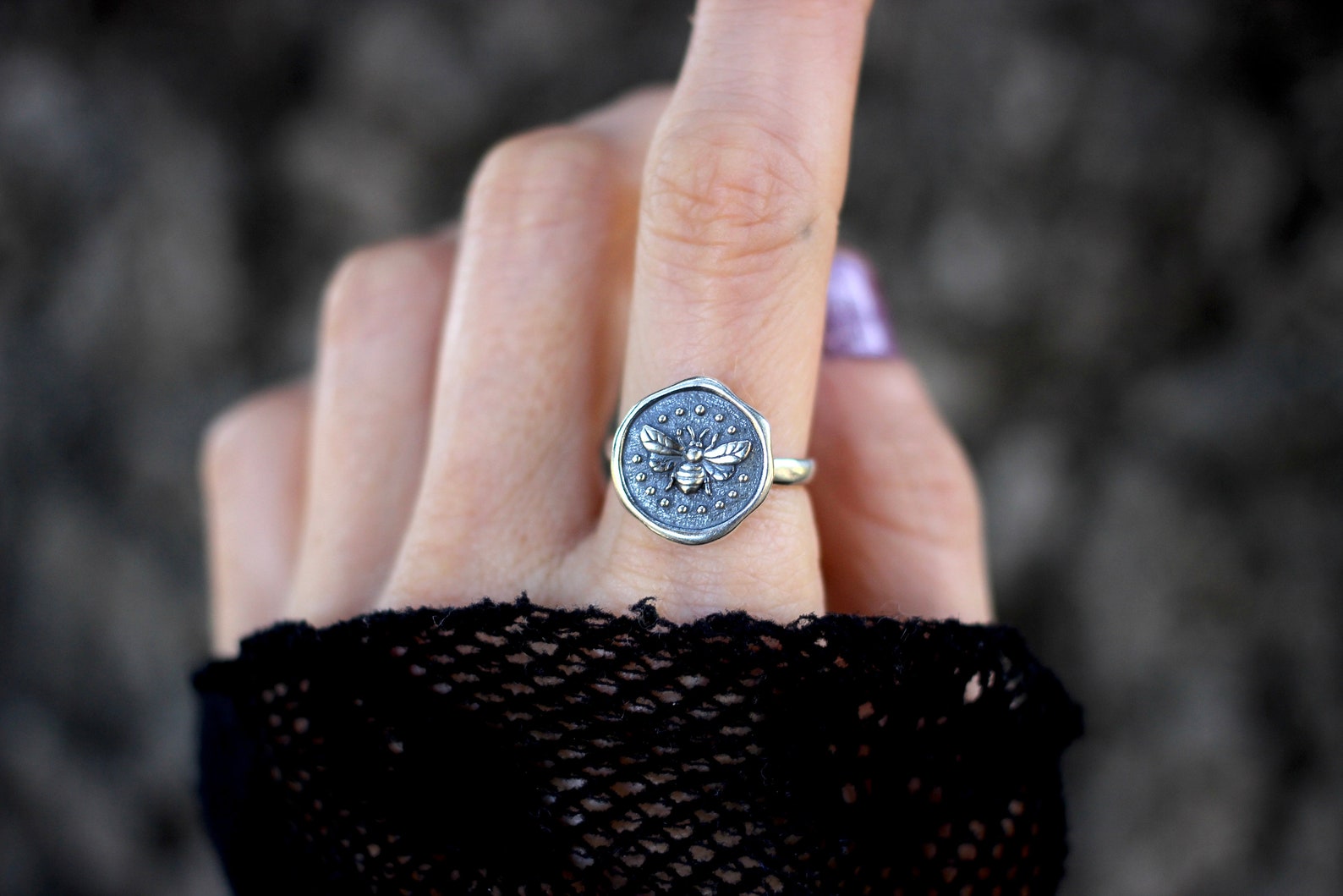 Bee Ring Sterling Silver Bee Coin Ring Bumblebee Ring Honeybee Ring ...