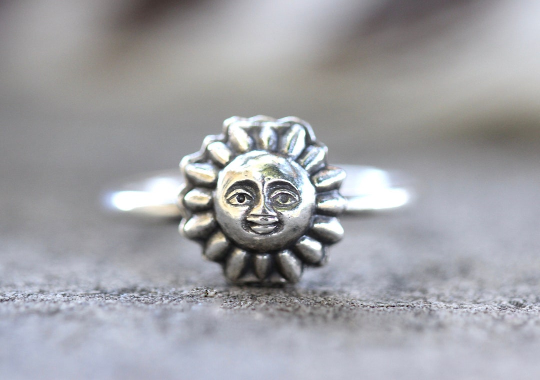 Sun Ring Sterling Silver Sun Face Ring Celestial Ring Celestial Jewelry ...
