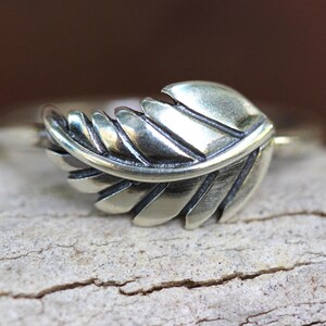 Silver Leaf Ring Sterling Silver Stacking Ring Nature Ring Cottagecore ...