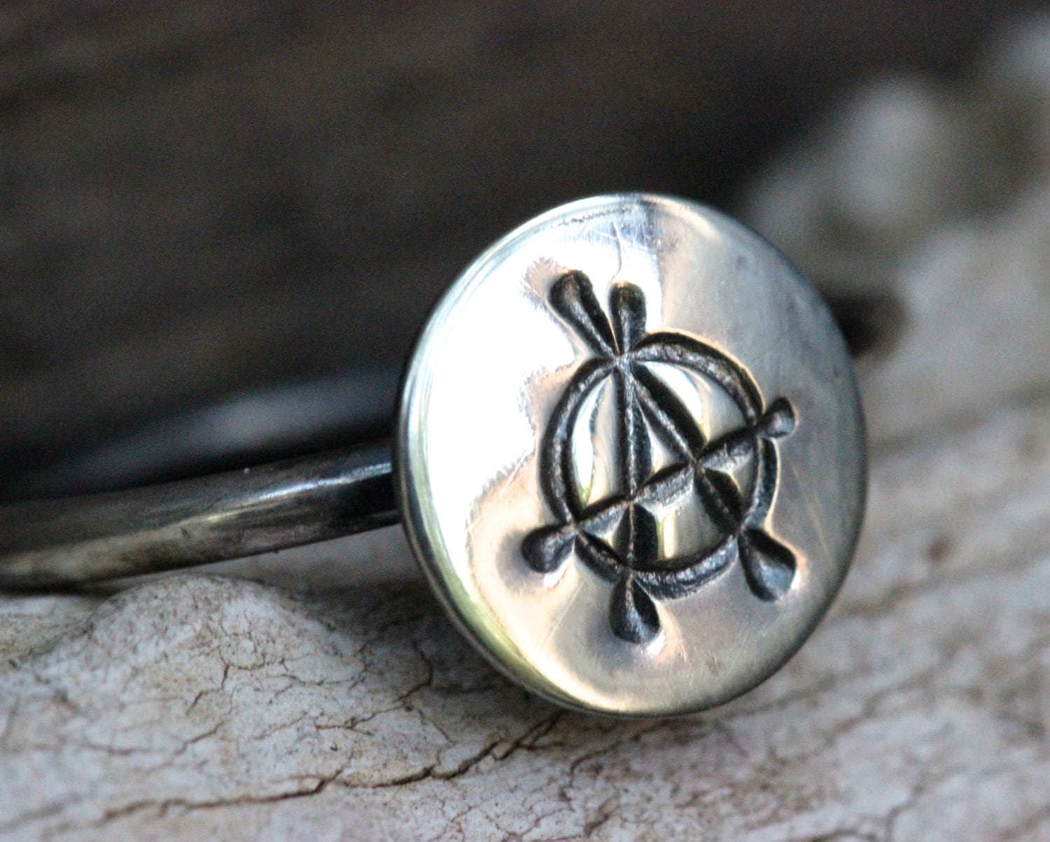 Handmade Sterling Silver Anarchy Symbol Stacking Ring - Etsy