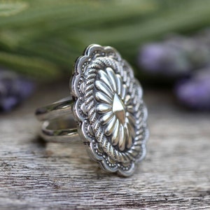 Sterling Silver Concho Ring Sterling Silver Statement Ring Southwestern ...