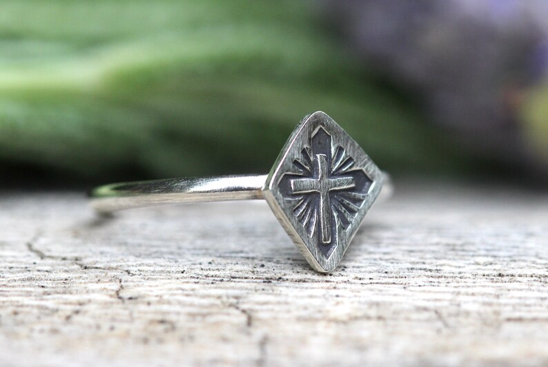 Cross Ring Sterling Silver Cross Ring Christian Jewelry Silver Stacking ...