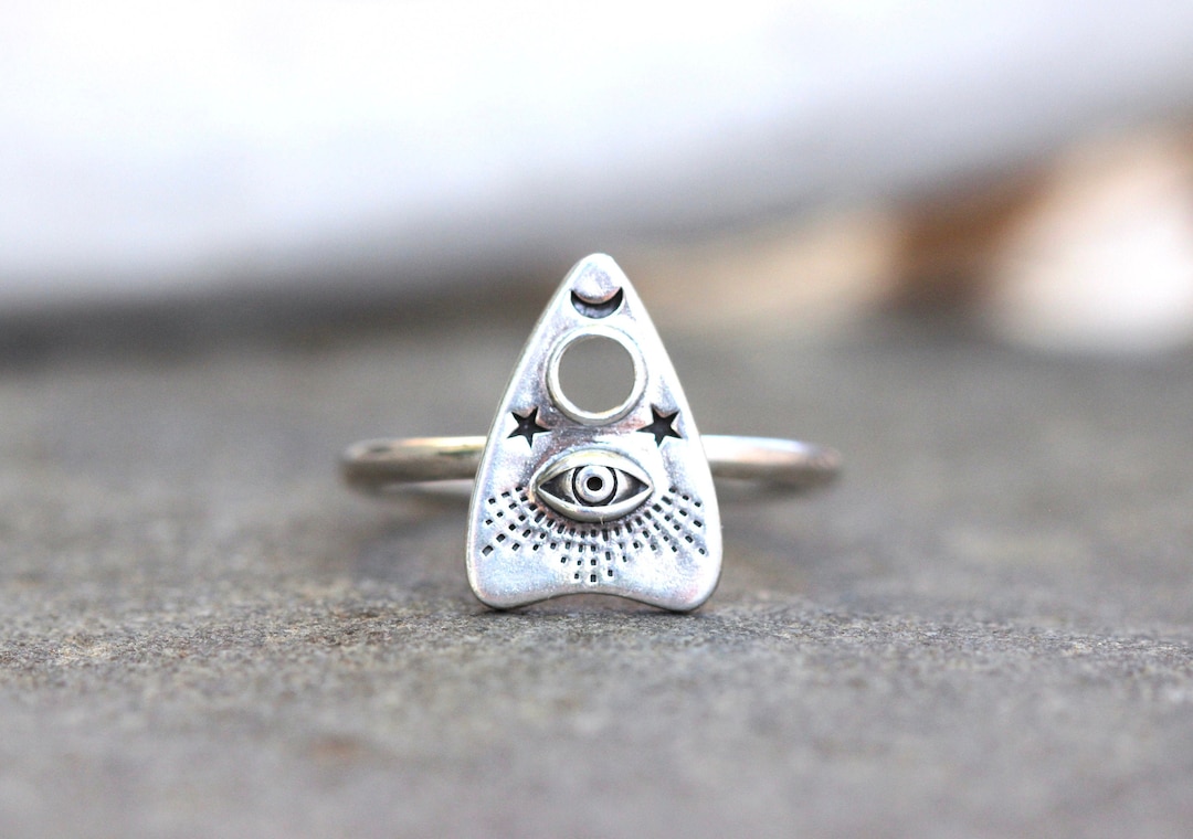 Planchette Ring Sterling Silver Witch Ring Celestial Ring Evil Eye Ring ...