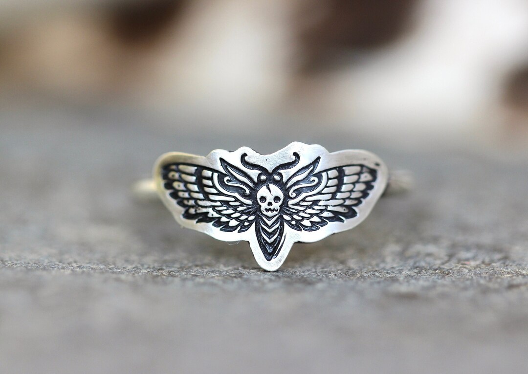 Deaths Head Moth Ring Sterling Silver Death's Head Moth Ring Witch Ring ...