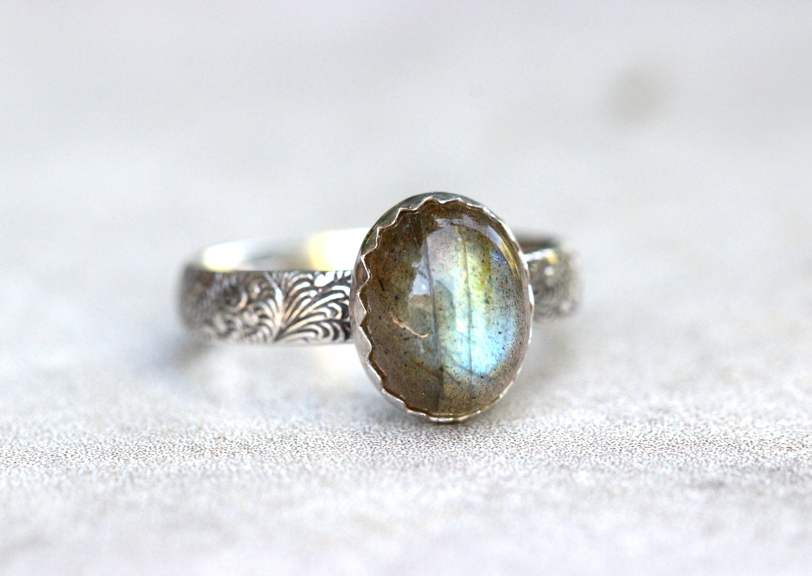 Labradorite Ring Sterling Silver Labradorite Stacking Ring - Etsy