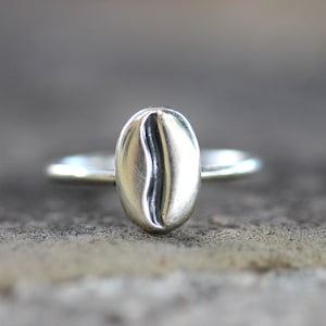 Sterling Silver Coffee Bean Ring Coffee Lover Gift Barista Gift Coffee Jewelry Cute Ring Kawaii ...