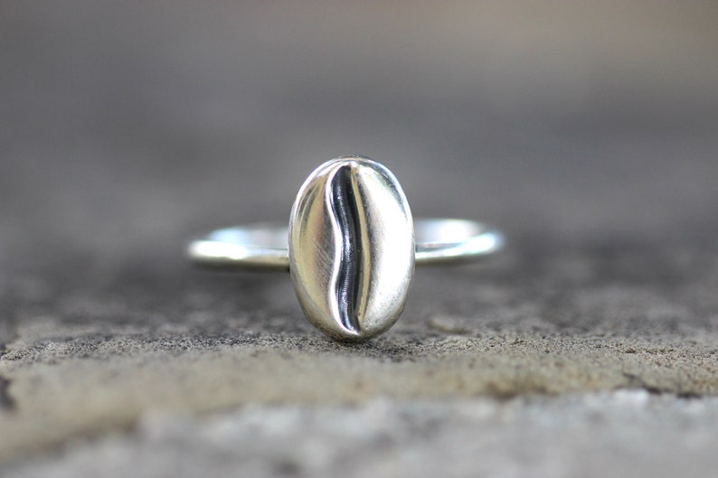 Sterling Silver Coffee Bean Ring Coffee Lover Gift Barista Gift Coffee ...