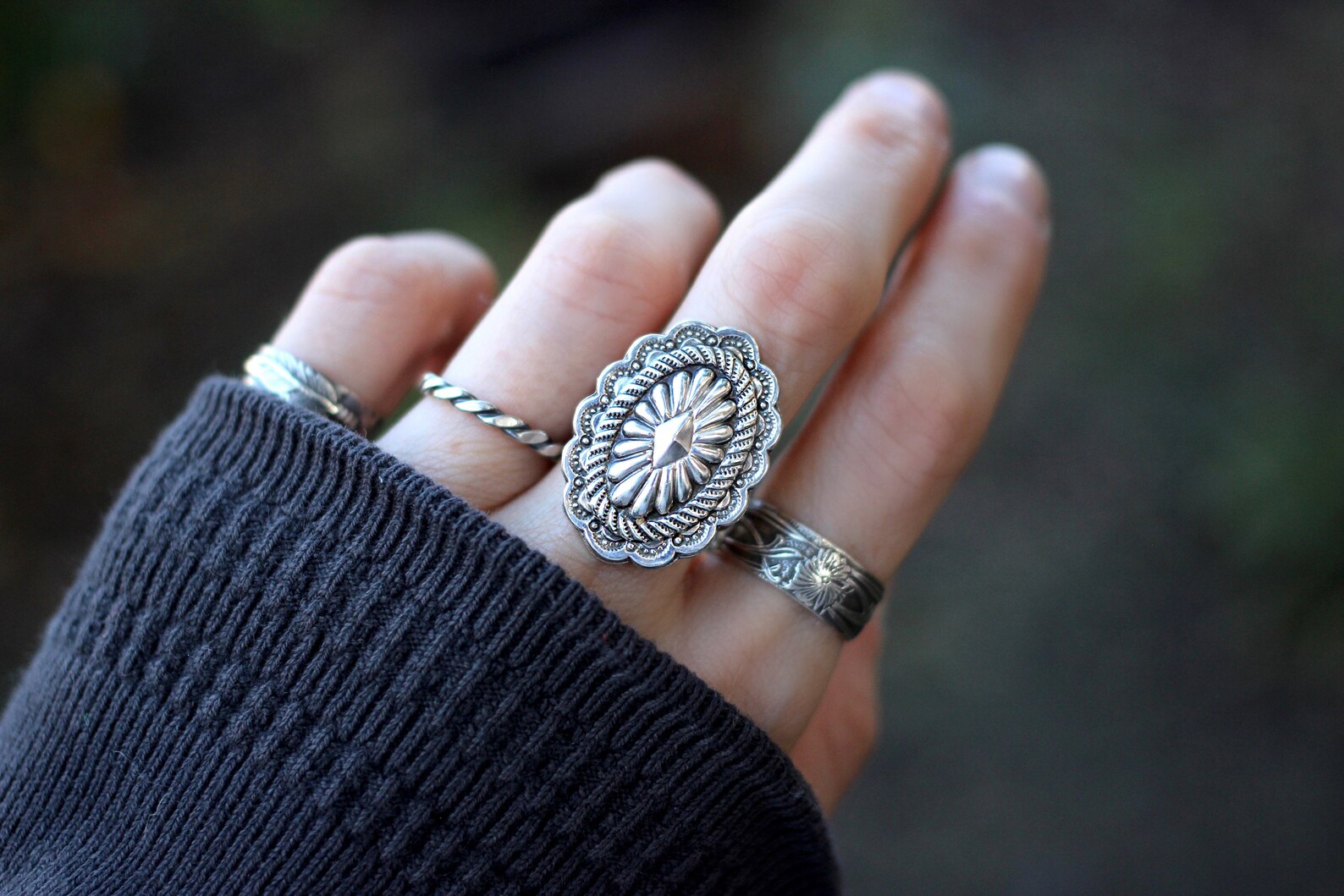 Sterling Silver Concho Ring Sterling Silver Statement Ring Southwestern ...