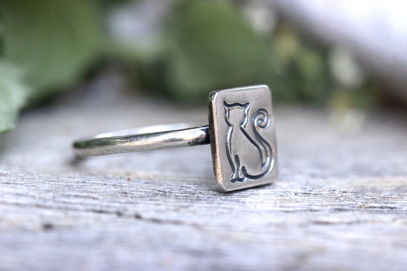 Cat Ring Crazy Cat Lady Ring Silver Cat Ring Silver Stacking | Etsy