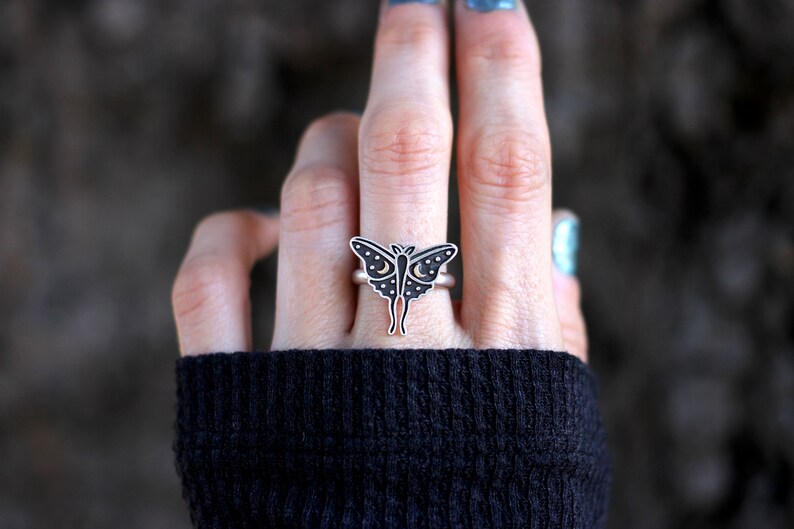 Silver Luna Moth Ring Luna Moth Jewelry Sterling Silver Moth - Etsy