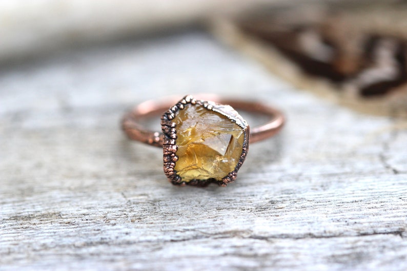 Raw Citrine Ring Raw Stone Ring Electroformed Jewelry Raw | Etsy