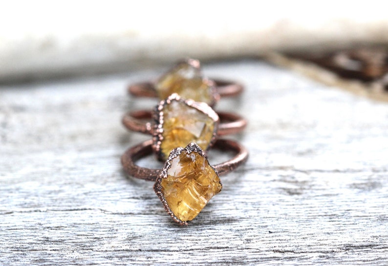 Raw Citrine Ring Raw Stone Ring Electroformed Jewelry Raw | Etsy