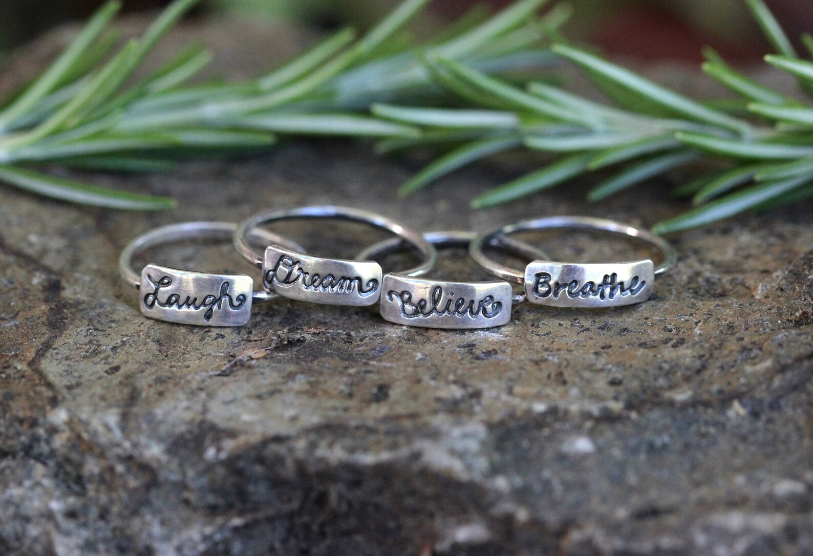 Silver Word Rings Breathe Ring Word Rings Just Breathe | Etsy