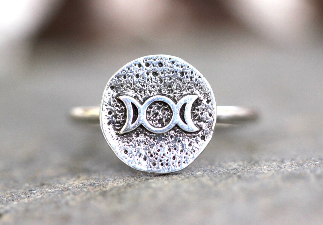 Moon Phase Ring Triple Moon Goddess Ring Witch Ring Crescent Moon Ring ...