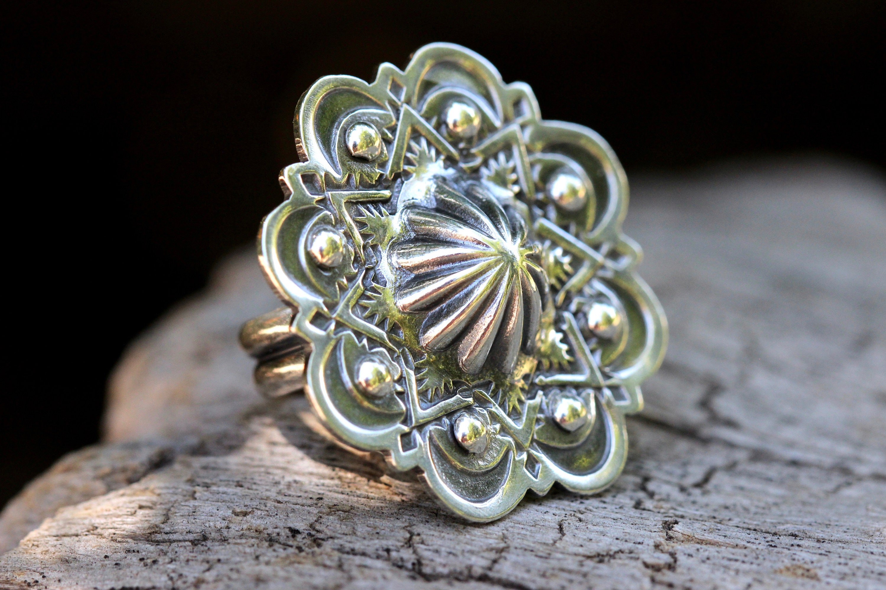 Sterling Silver Concho Ring Silver Statement Ring Southwestern | Etsy