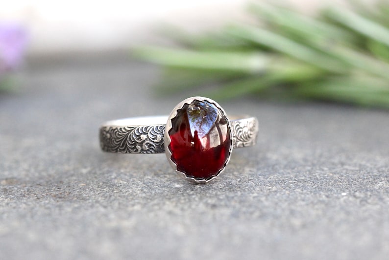 Silver Garnet Ring Sterling Silver Garnet Ring January - Etsy