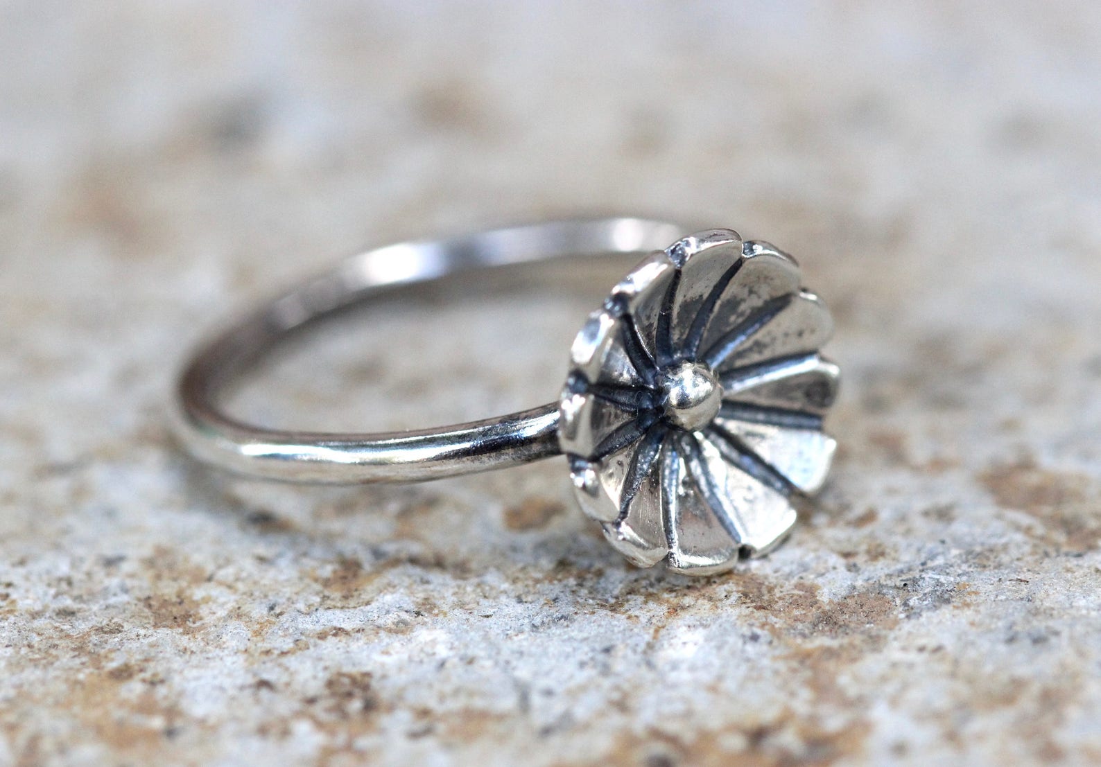 Sterling Silver Flower Ring Sterling Silver Ring Silver - Etsy