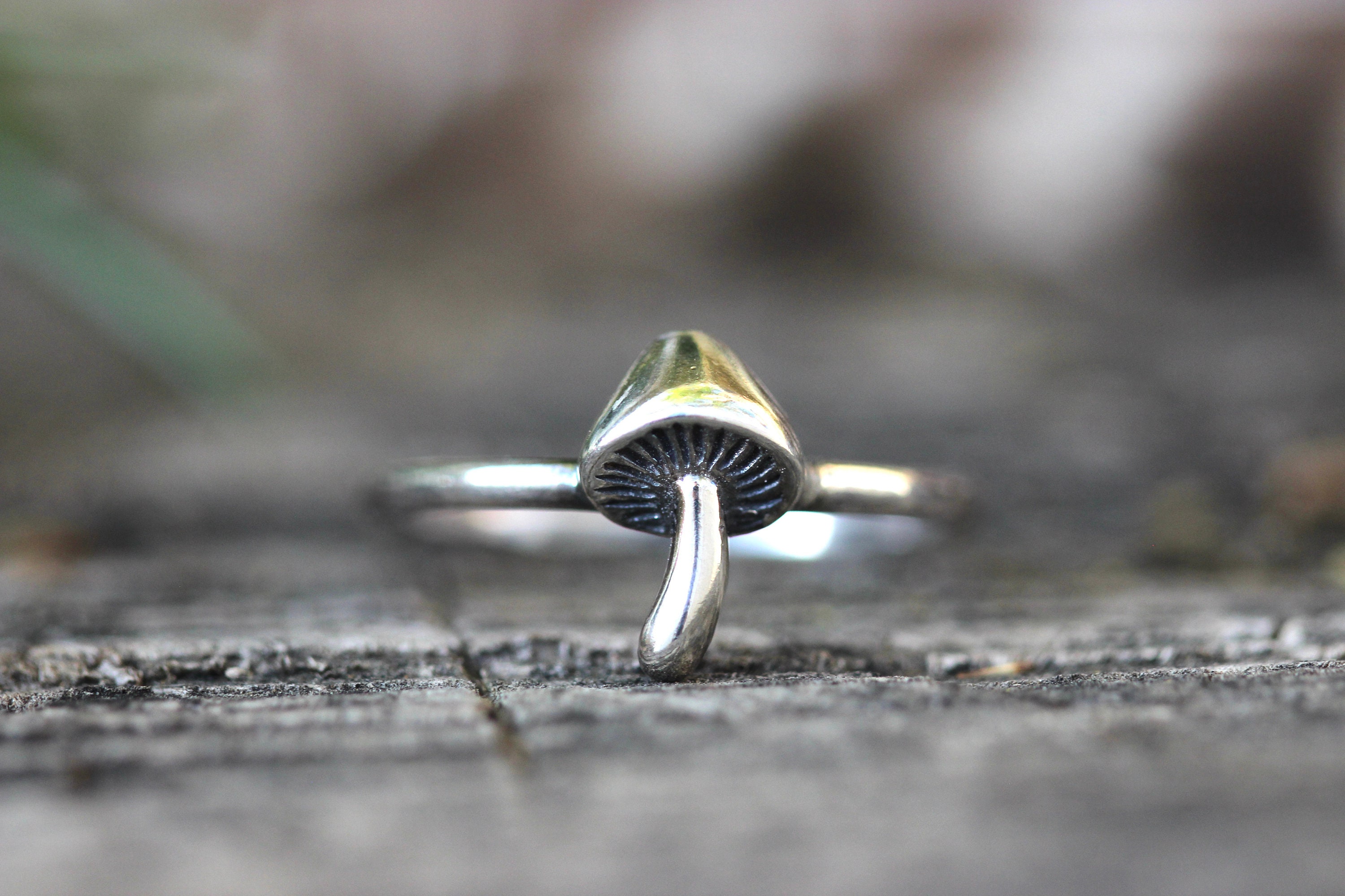 Mushroom Ring Mushroom Jewelry Sterling Silver Forest Ring - Etsy