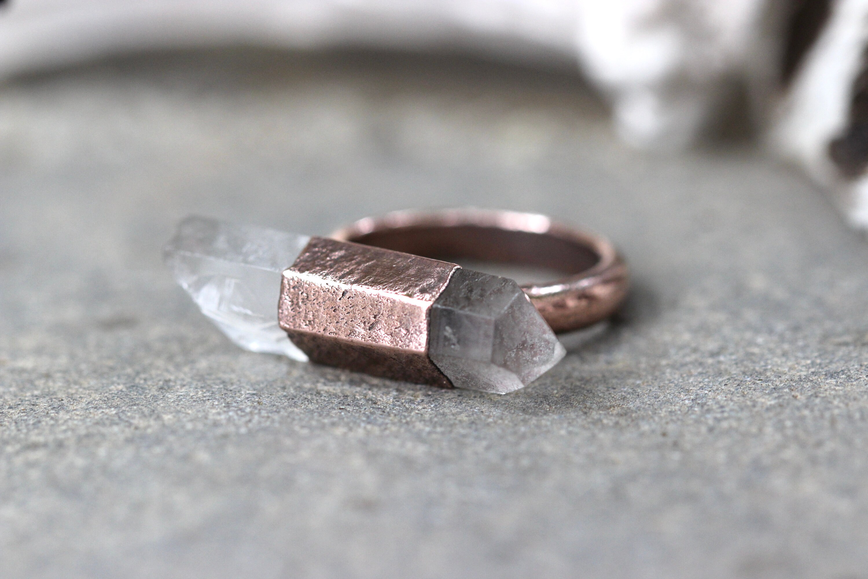 Raw Crystal Ring Raw Stone Ring Quartz Crystal Ring Electroformed Ring ...