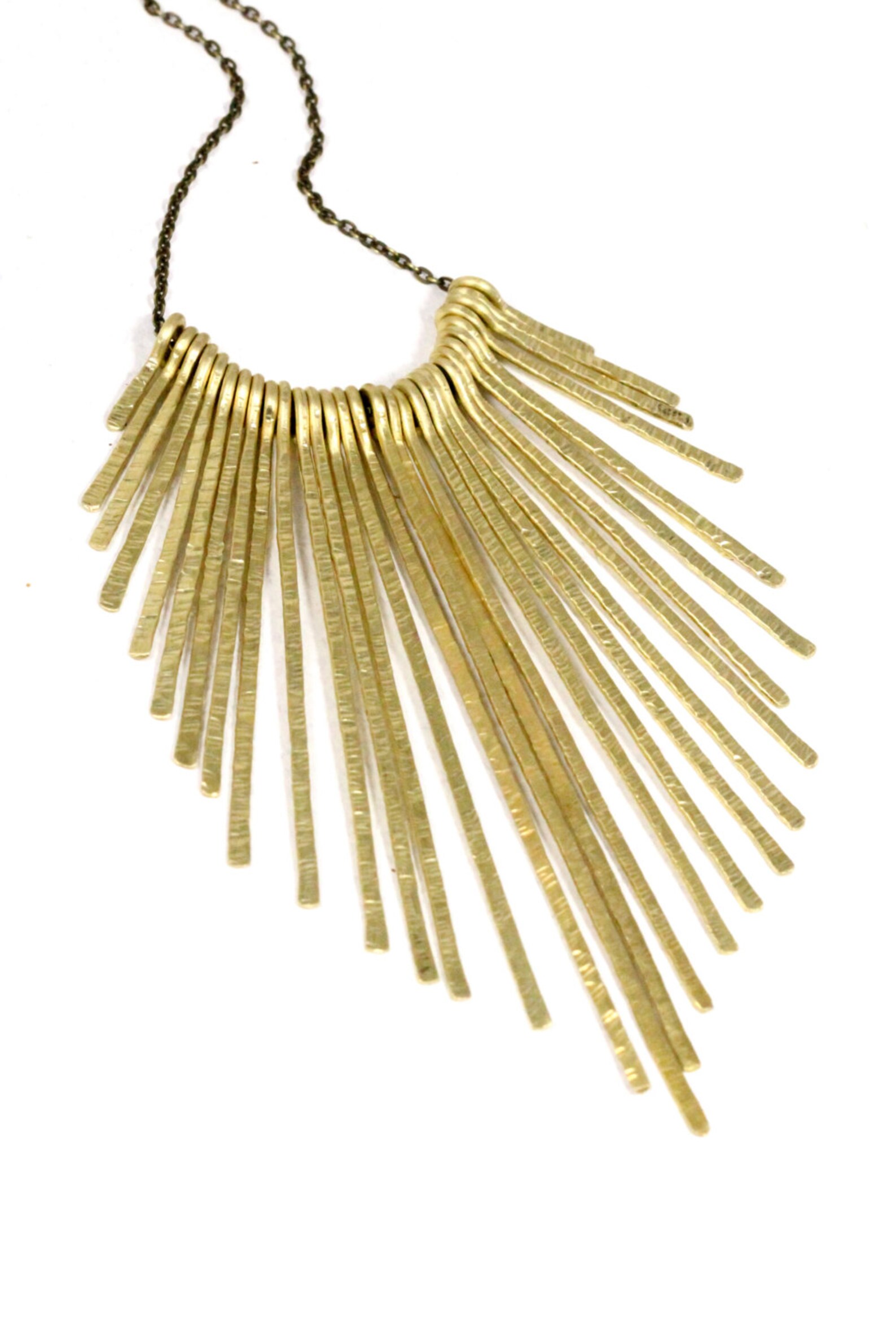 Gold Bib Necklace Gold Statement Necklace Fringe Necklace - Etsy