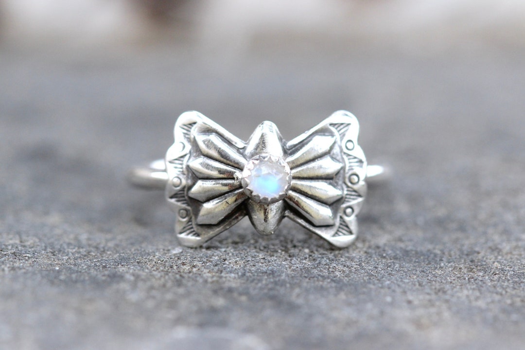 Silver Concho Ring Sterling Silver Butterfly Concho Ring Moonstone Ring ...