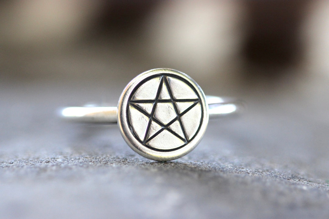Pentacle Ring Sterling Silver Witch Ring Wiccan Ring Silver Pentacle ...