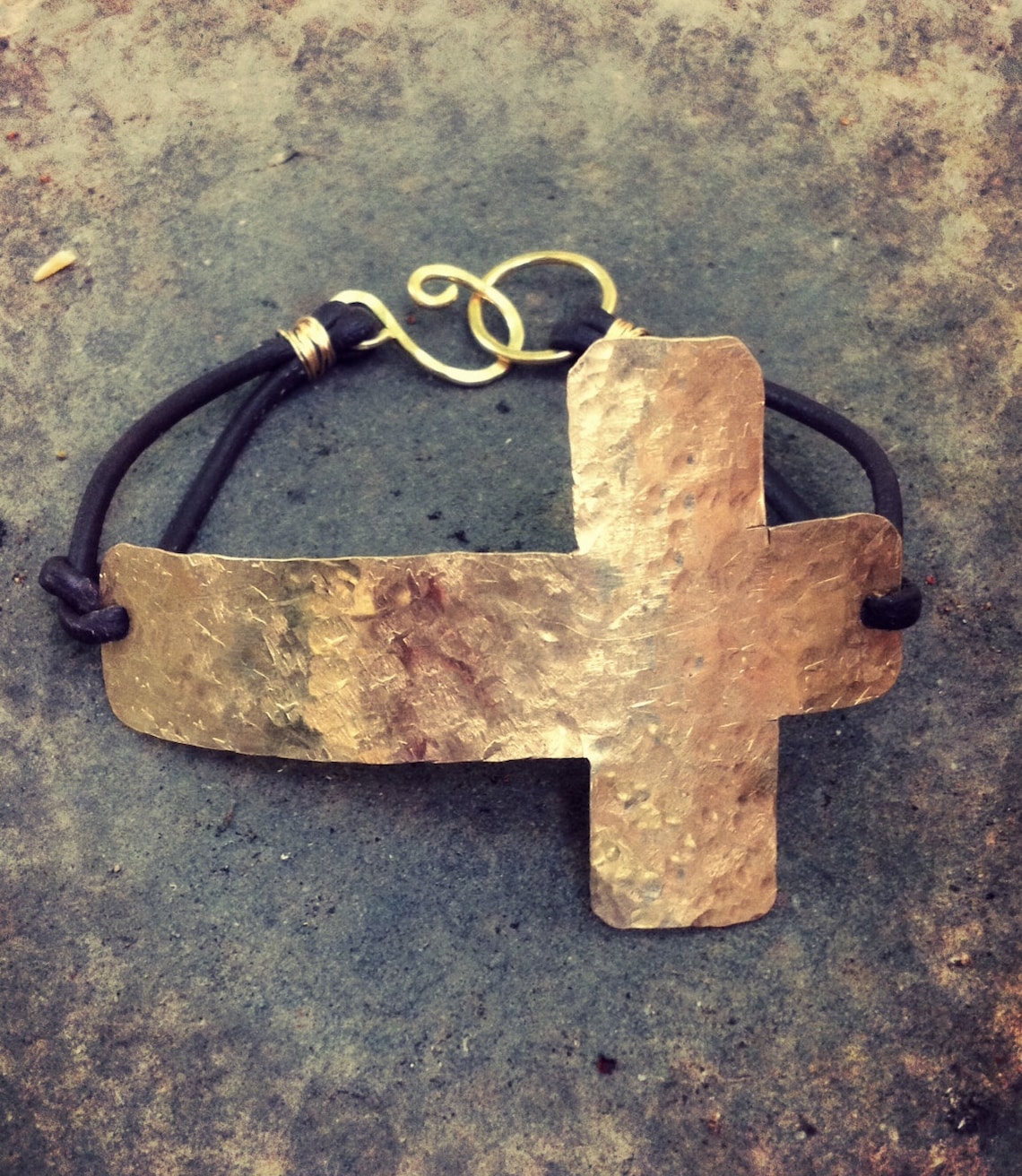 Sideways Cross Bracelet Rustic Cross Bracelet Leather Cross - Etsy