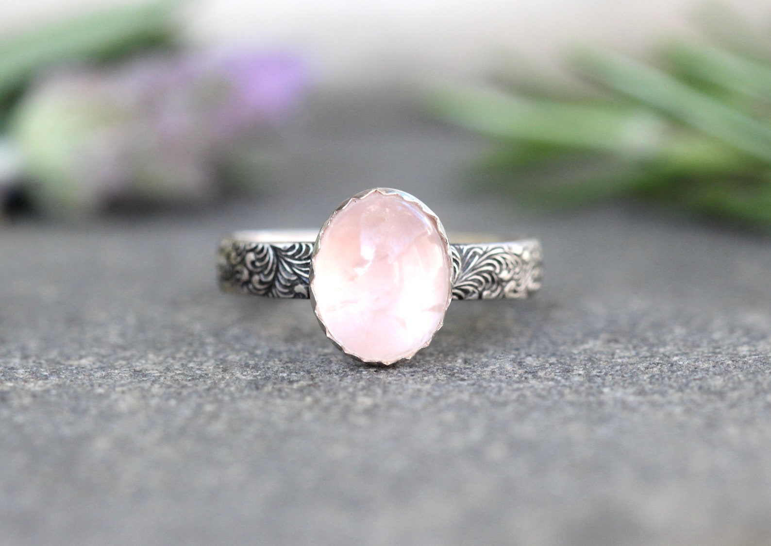 Silver Rose Quartz Ring Sterling Silver Rose Quartz Ring Rose - Etsy