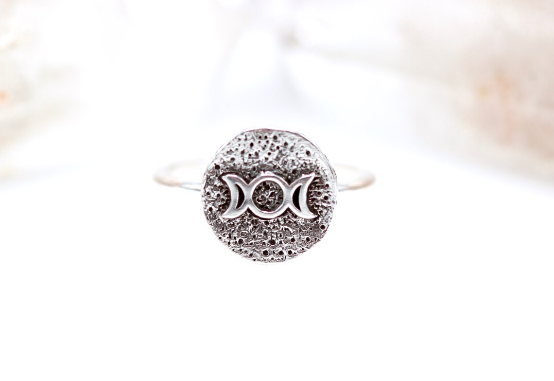 Moon Phase Ring Triple Moon Goddess Ring Witch Ring Crescent | Etsy