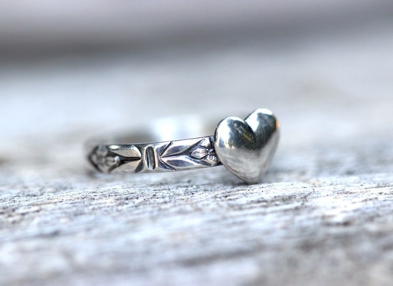 Silver Heart Ring Dainty Heart Ring Art Nouveau Ring Silver | Etsy