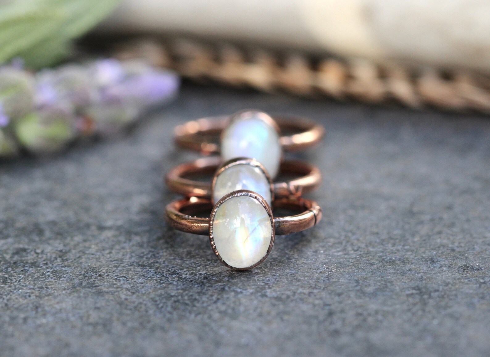 Rainbow Moonstone Ring Moonstone Stacking Ring Electroformed | Etsy
