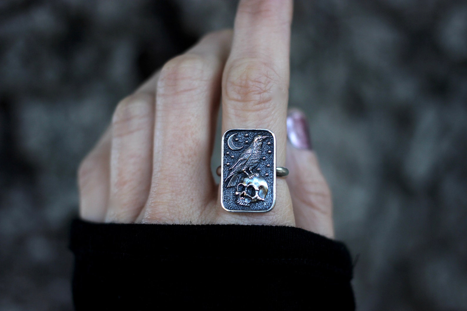 Raven Ring Skull Ring Crow Ring Sterling Silver Raven Ring - Etsy