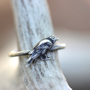 Raven Ring Sterling Silver Crow Ring Silver Raven Ring Witch Ring Bird ...