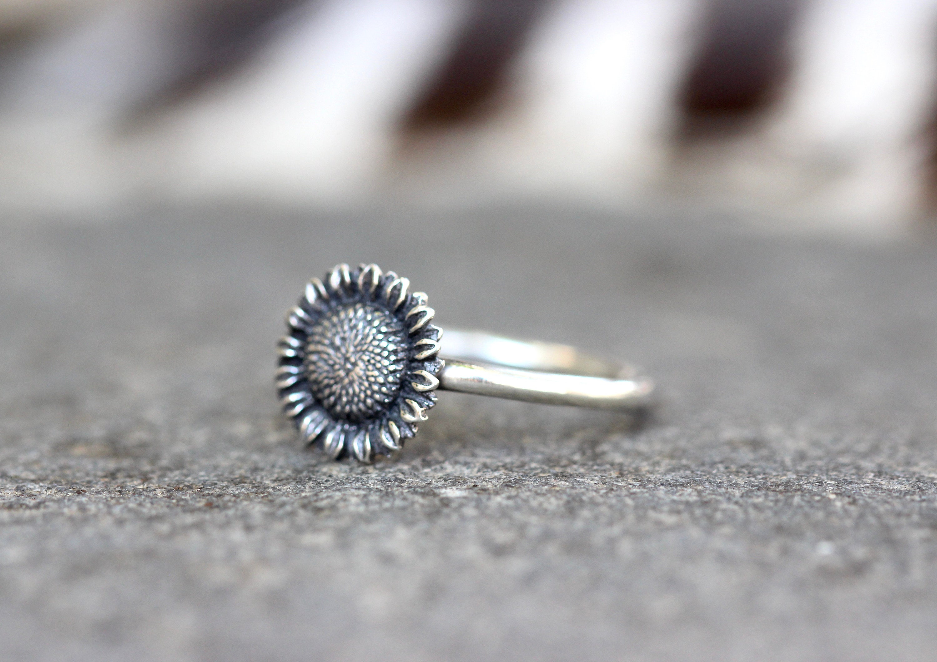 Sterling Silver Sunflower Ring Sunflower Jewelry Flower Ring | Etsy