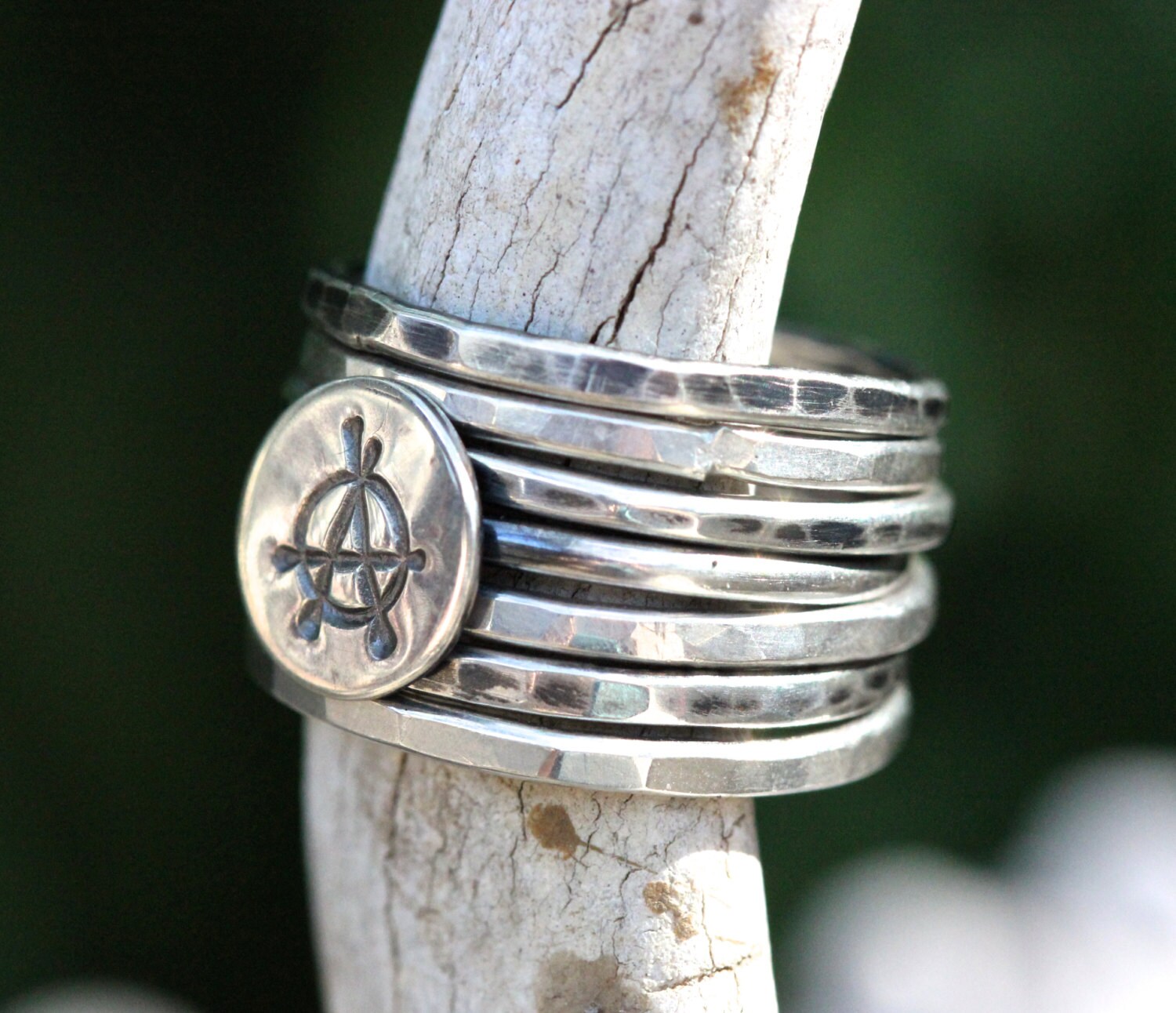 Handmade Sterling Silver Anarchy Symbol Stacking Ring - Etsy