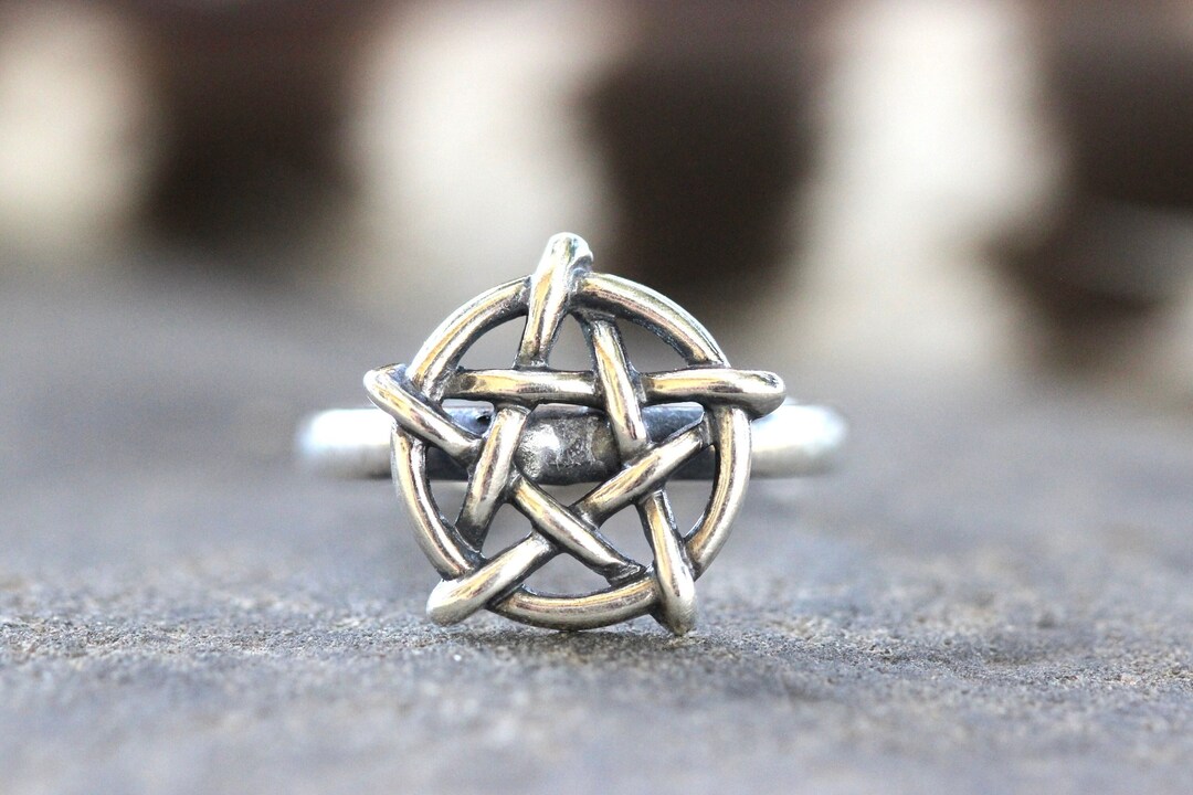 Silver Pentagram Ring Sterling Silver Pentagram Jewelry Witch Ring ...