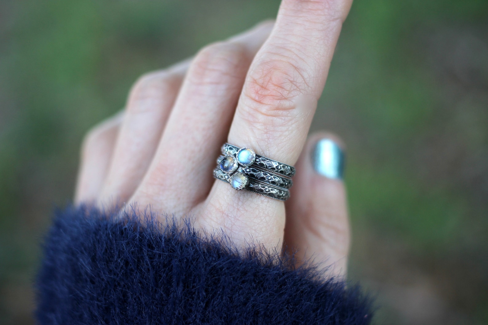 Labradorite Ring Sterling Silver Labradorite Stacking Ring One | Etsy